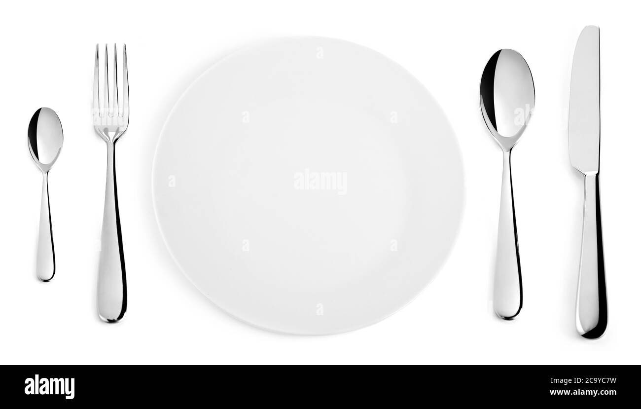 Place setting isolated on white Stock Photo - Alamy