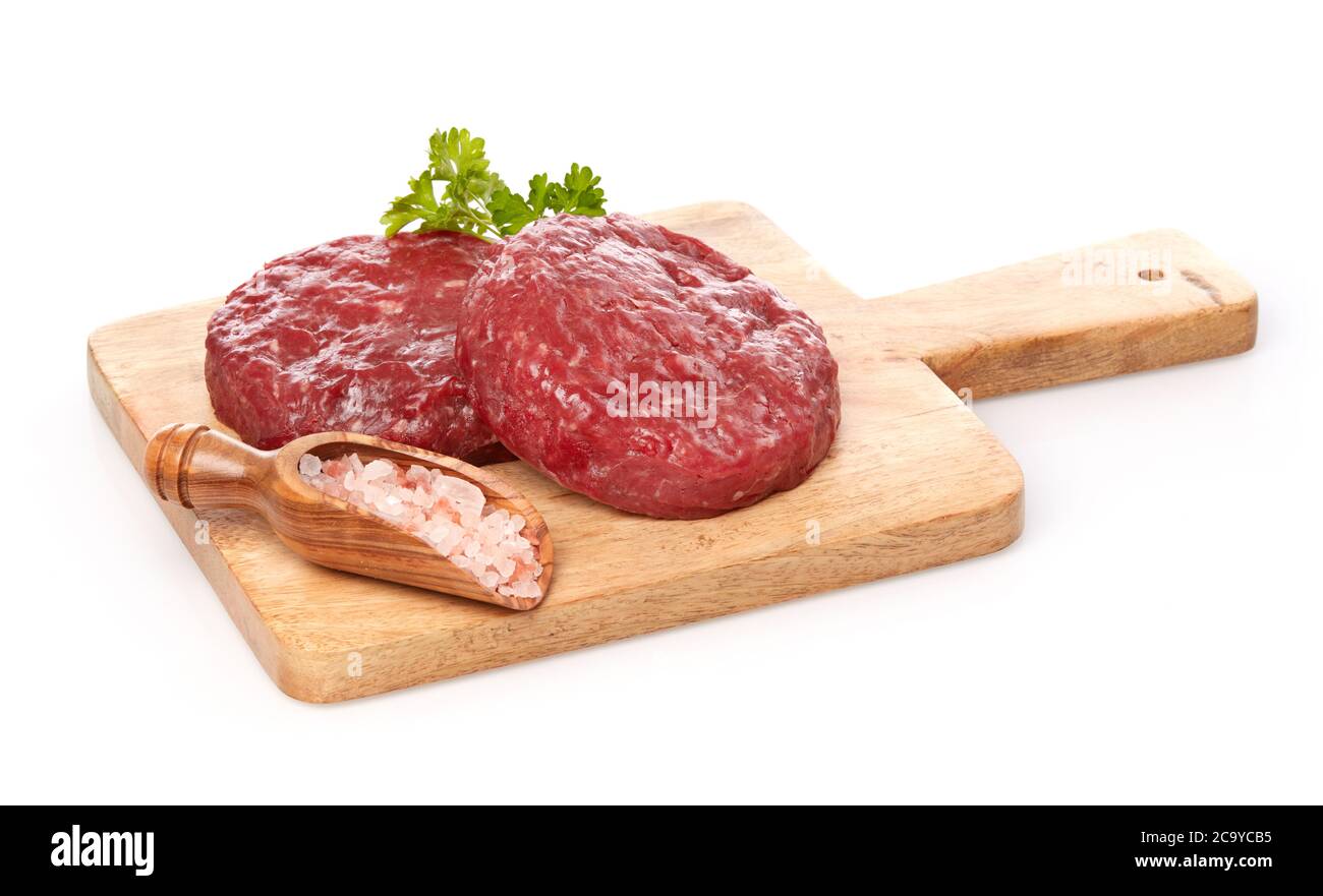 Raw burger meat isolated Stock Photo - Alamy