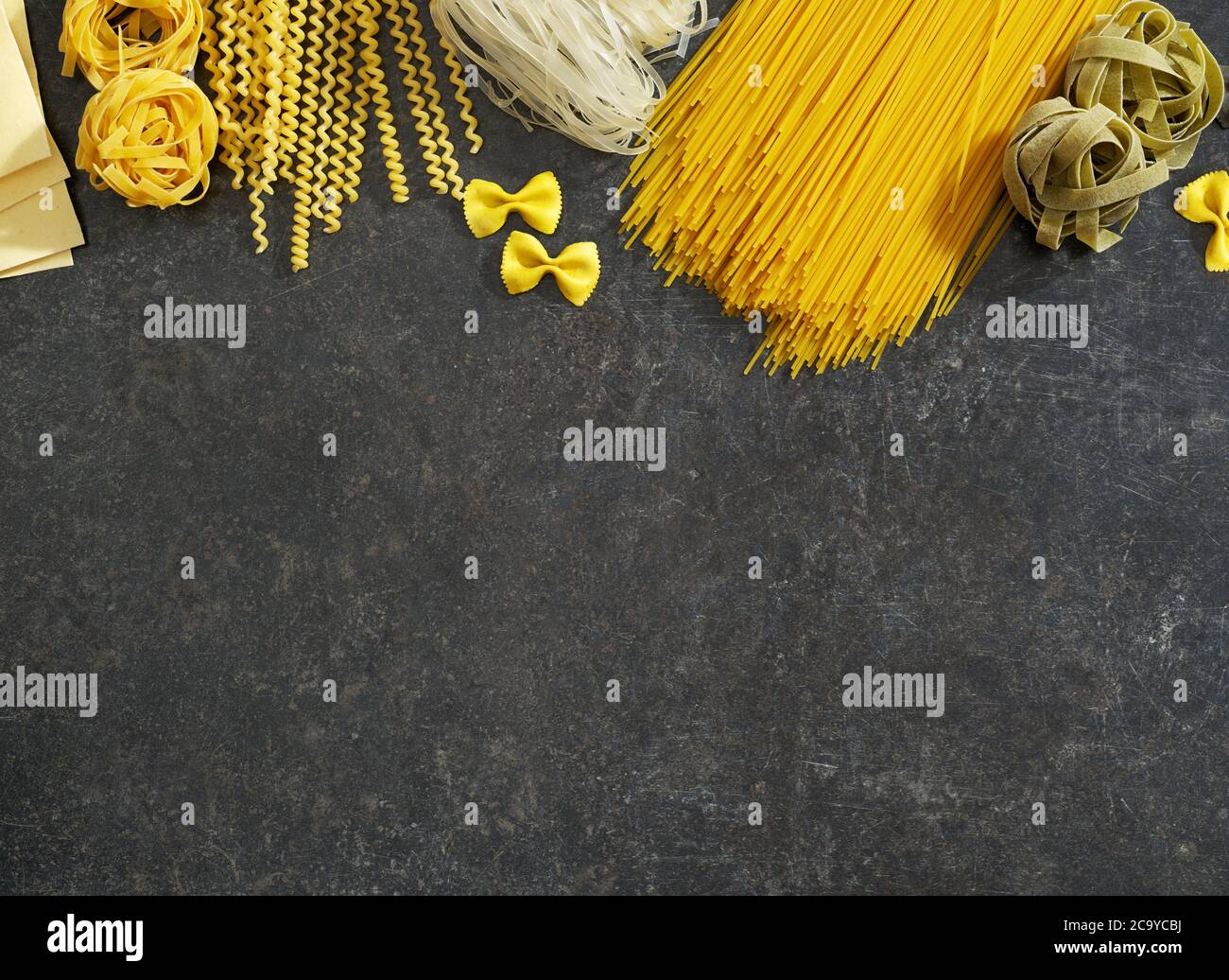 Pasta with copy space on kitchen counter top Stock Photo - Alamy