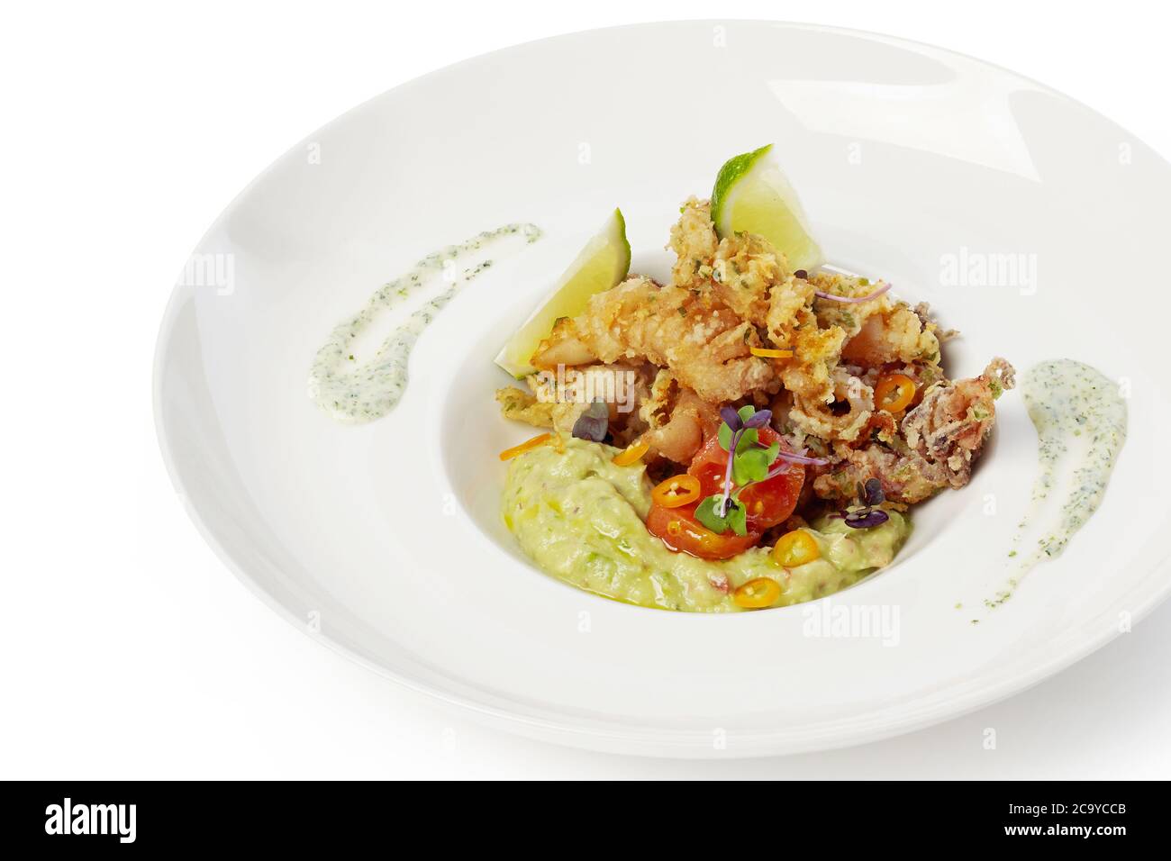 Seafood stew plate isolated on white Stock Photo - Alamy