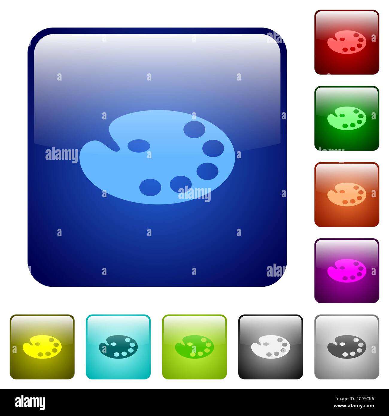 Color palette icons in rounded square color glossy button set Stock Vector Image & Art - Alamy