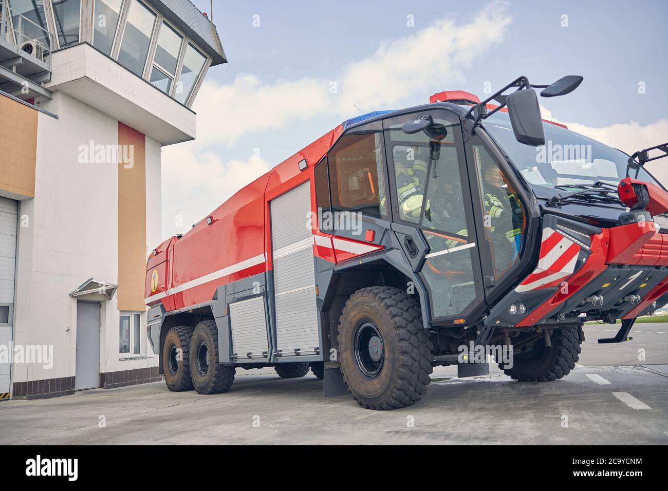 Fire red machine in the outdoors using for emergency situations Stock ...