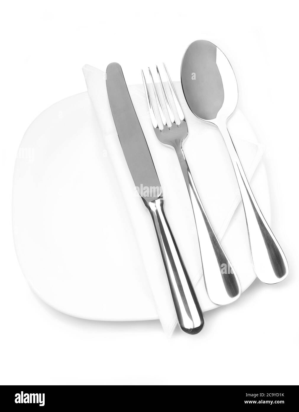 Dinner place setting isolated on white Stock Photo - Alamy