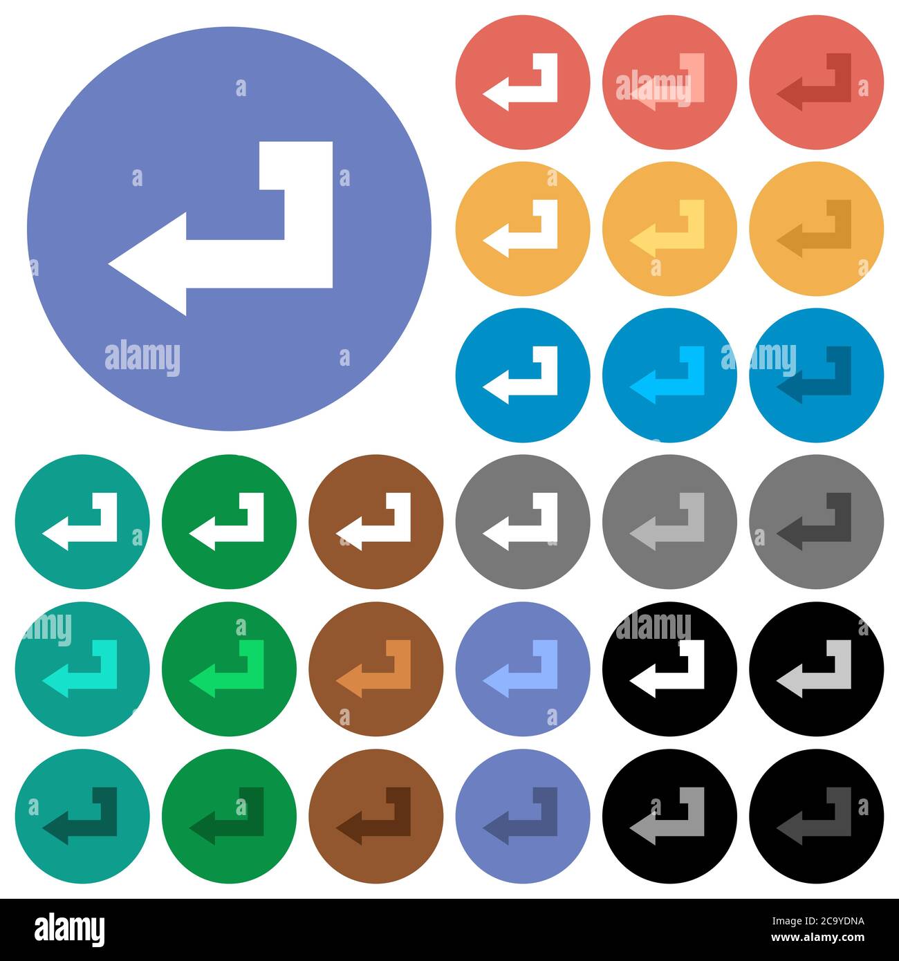 Return key multi colored flat icons on round backgrounds. Included ...