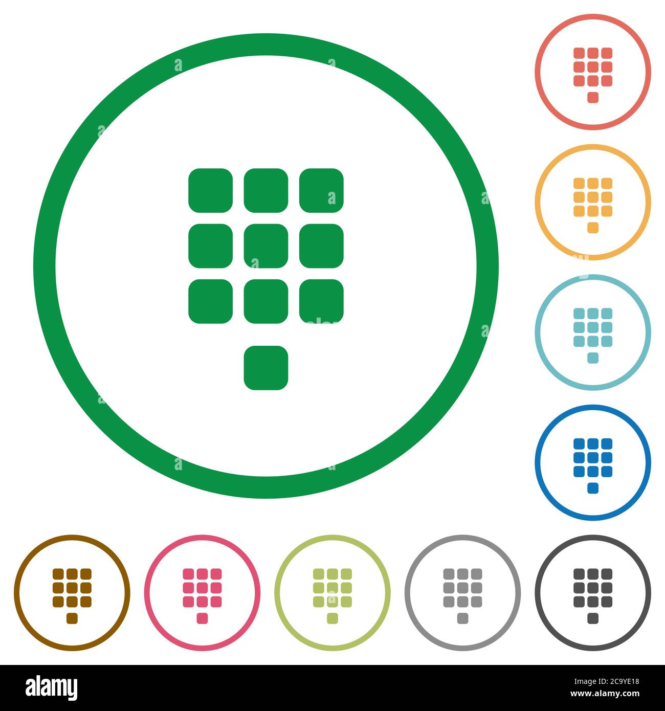 Dial pad flat color icons in round outlines on white background Stock ...