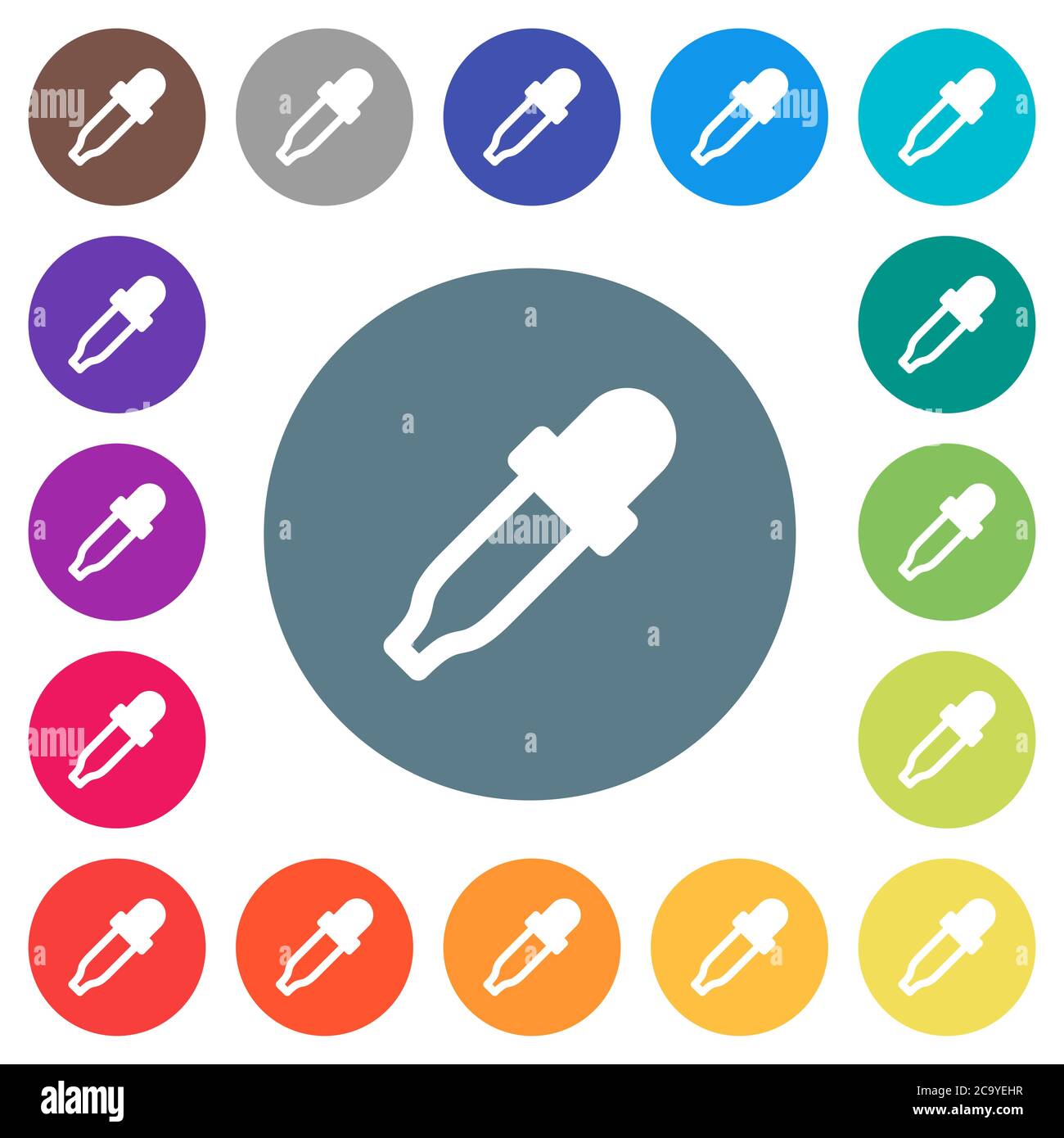 Color picker flat white icons on round color backgrounds. 17 background ...