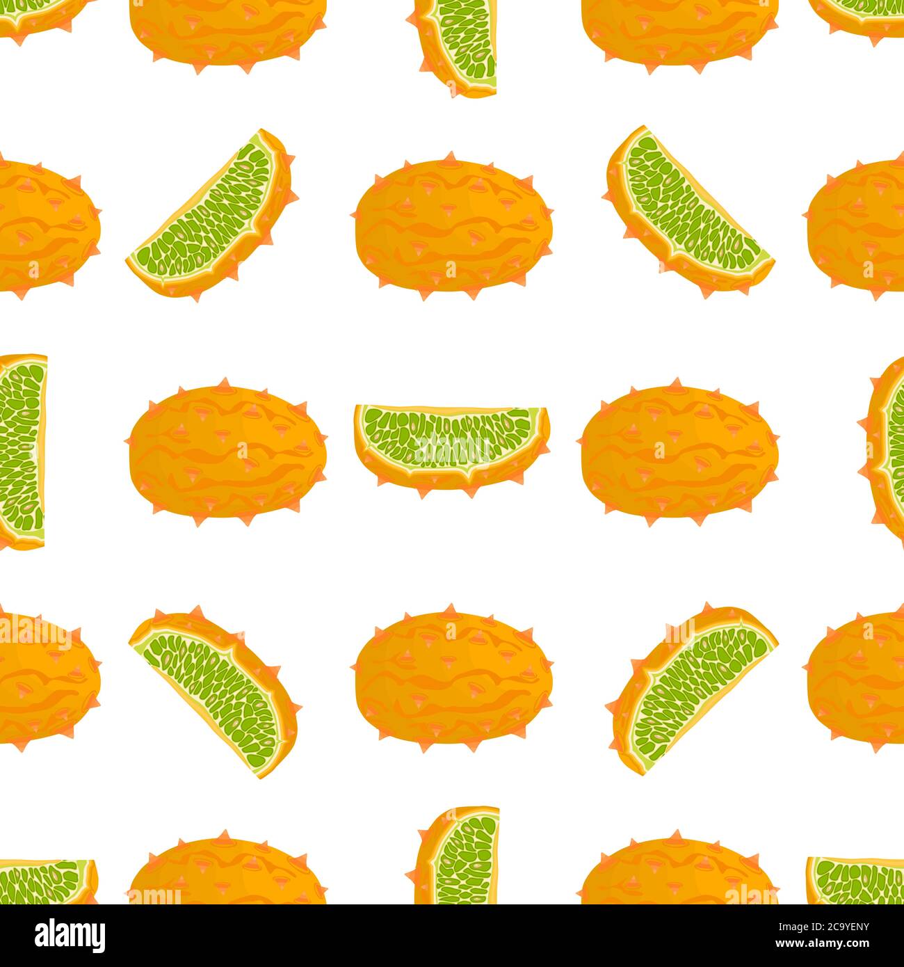 Illustration on theme big colored seamless kiwano, bright fruit pattern ...