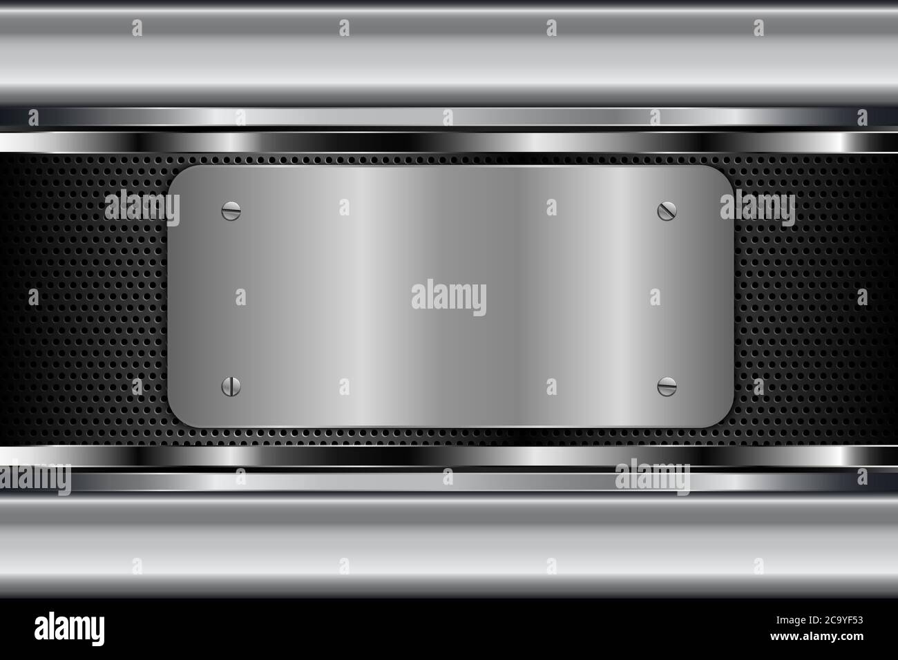 Metallic background. Metal plate with screws on perforated texture ...
