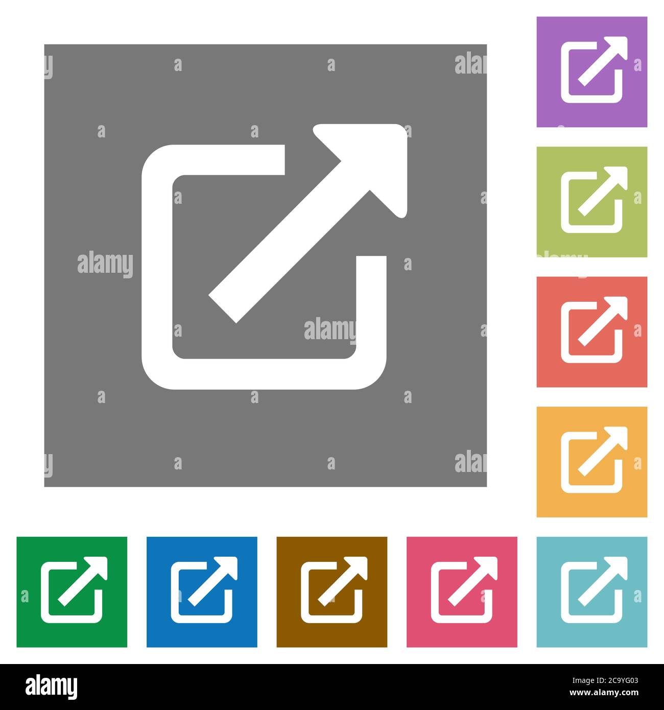 External link flat icons on simple color square backgrounds Stock ...