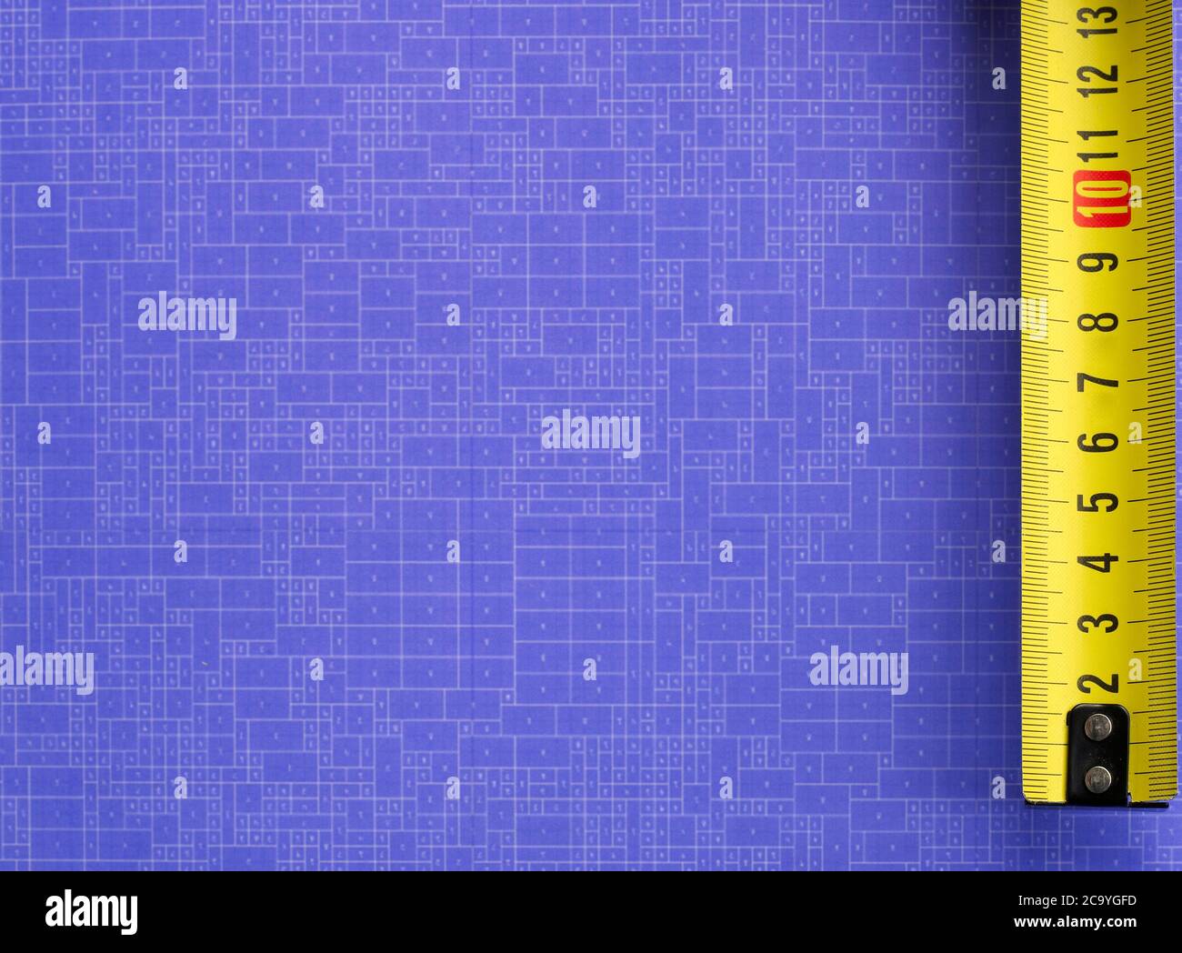 Tape measure on blueprint Stock Photo - Alamy