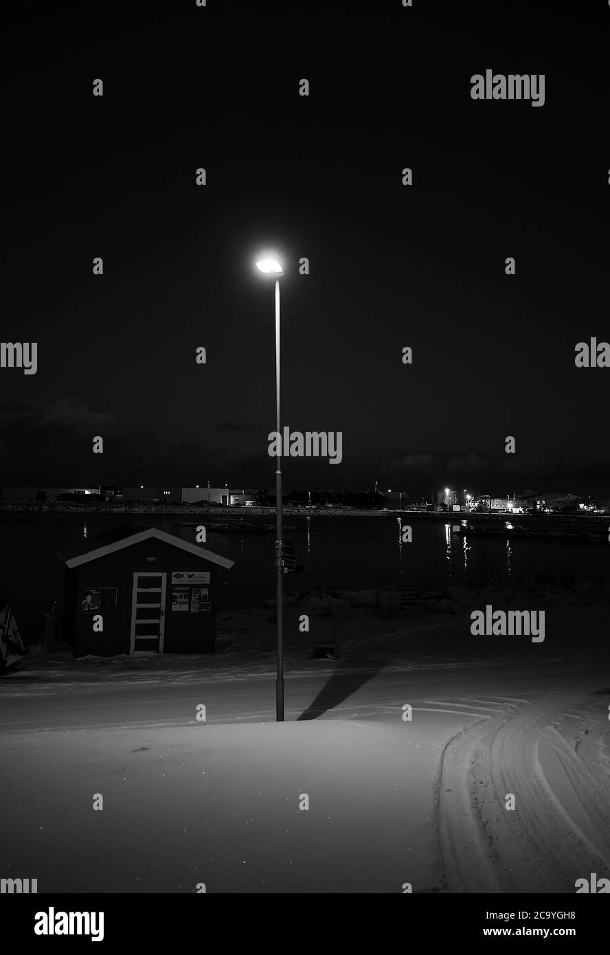 Streetlight, Andenes, Andoya island, Vesteralen, Norway, Scandinavia ...