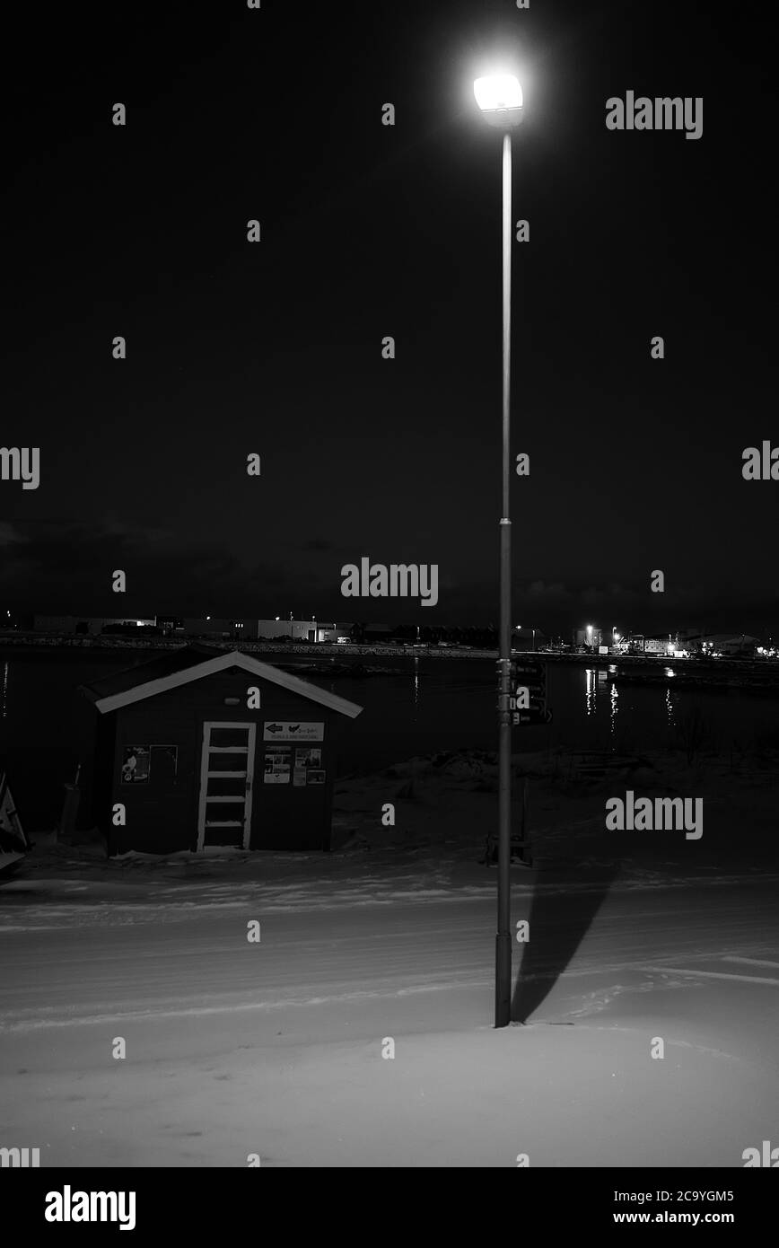 Streetlight, Andenes, Andoya island, Vesteralen, Norway, Scandinavia ...