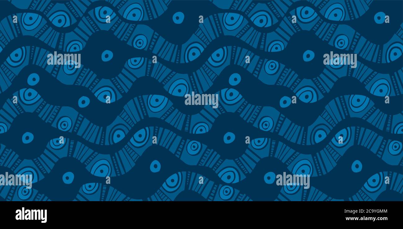 Ethnic vibes abstract river waves seamless pattern for background ...