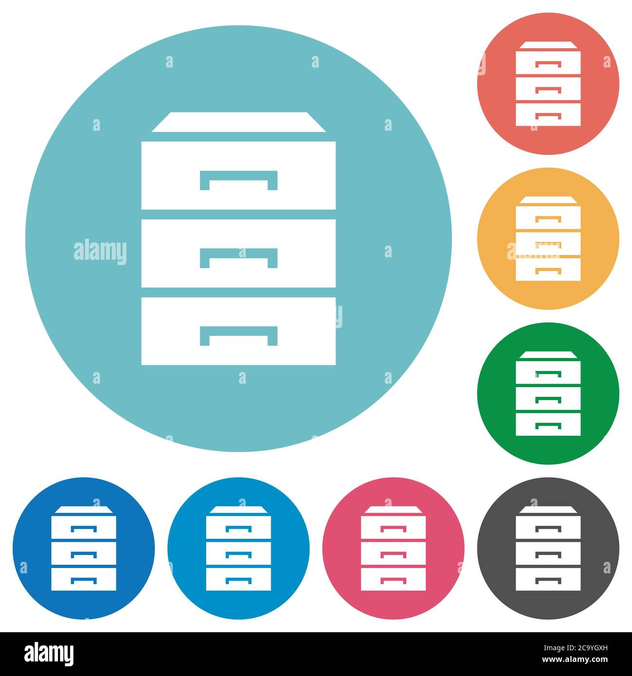 Categorize flat white icons on round color backgrounds Stock Vector ...