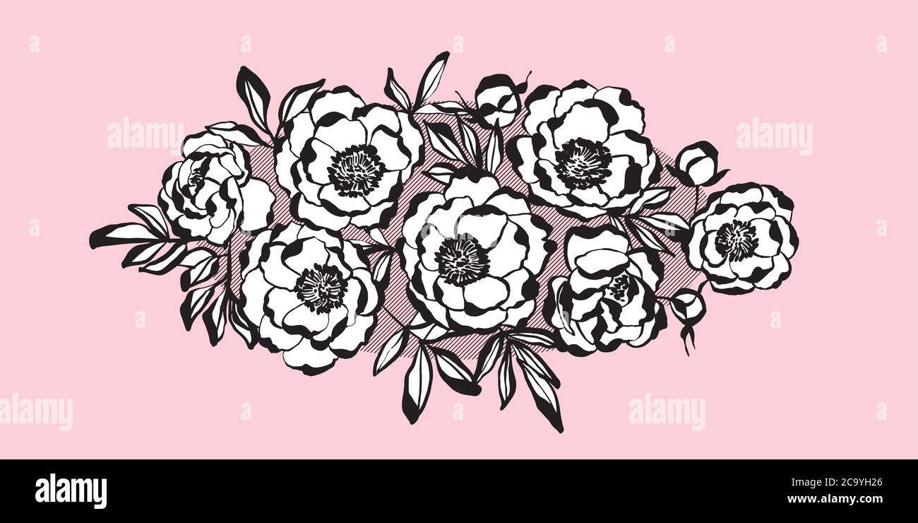 Flowers Black And White Headers