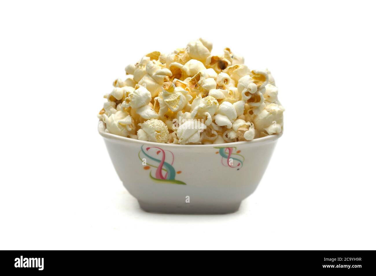 Popcorn, (pop corn) Blast side view on white isolated - Image Stock ...