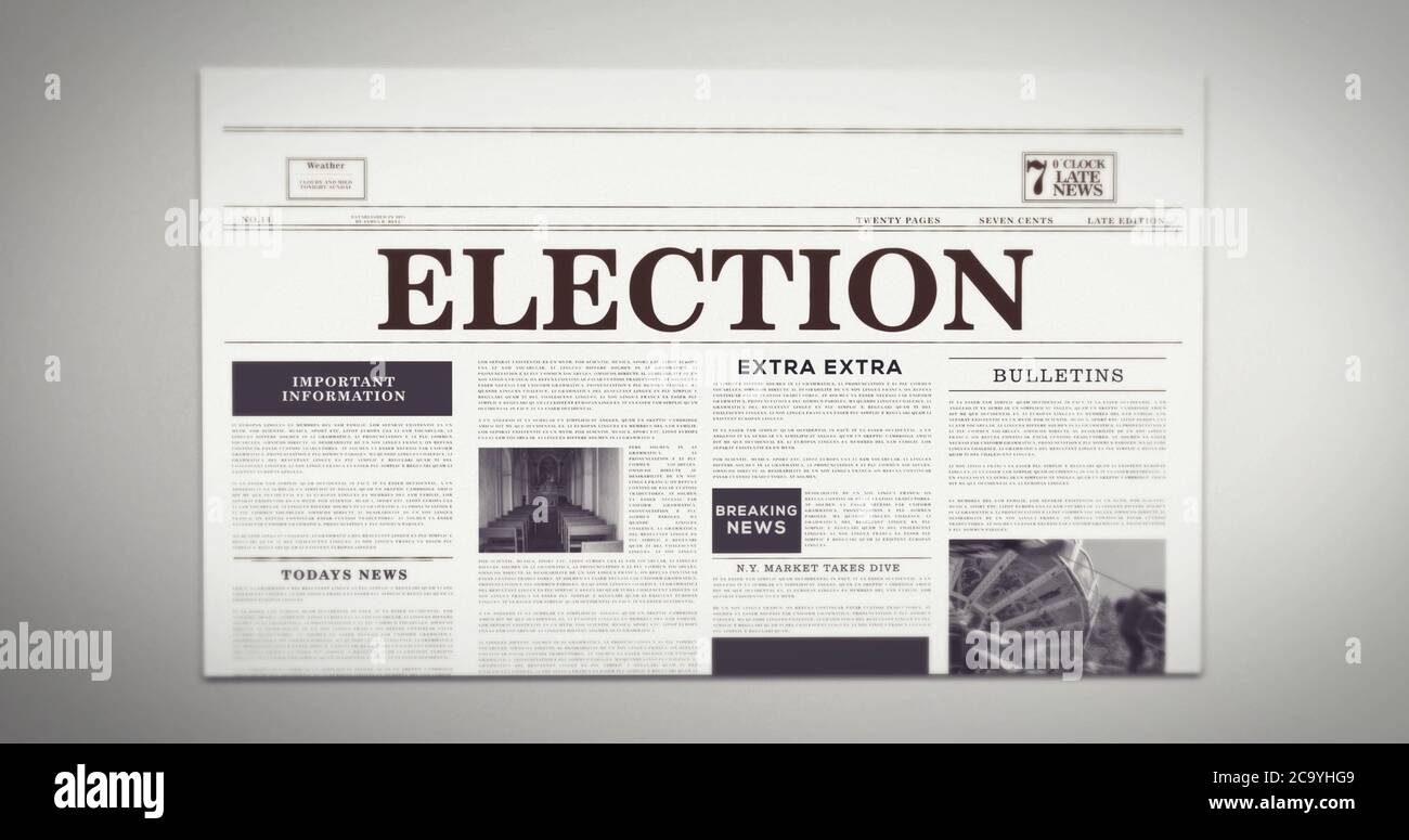 Election headline on newspaper Stock Photo - Alamy