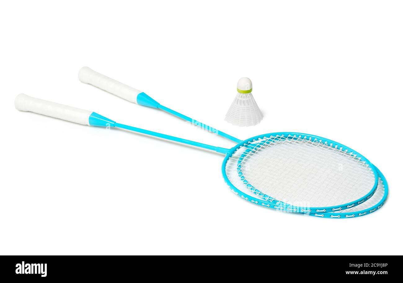Badminton racquets with shuttlecock isolated Stock Photo - Alamy