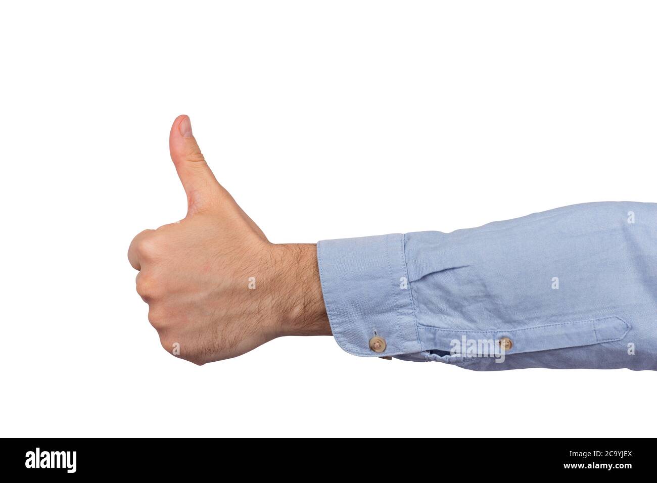 Well done. Thumbs up sign. Hand Like. close up isolate on white ...