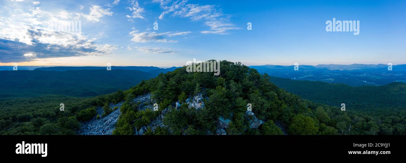 An aerial panorama of Duncan Knob and the Massanutten Range, located in ...