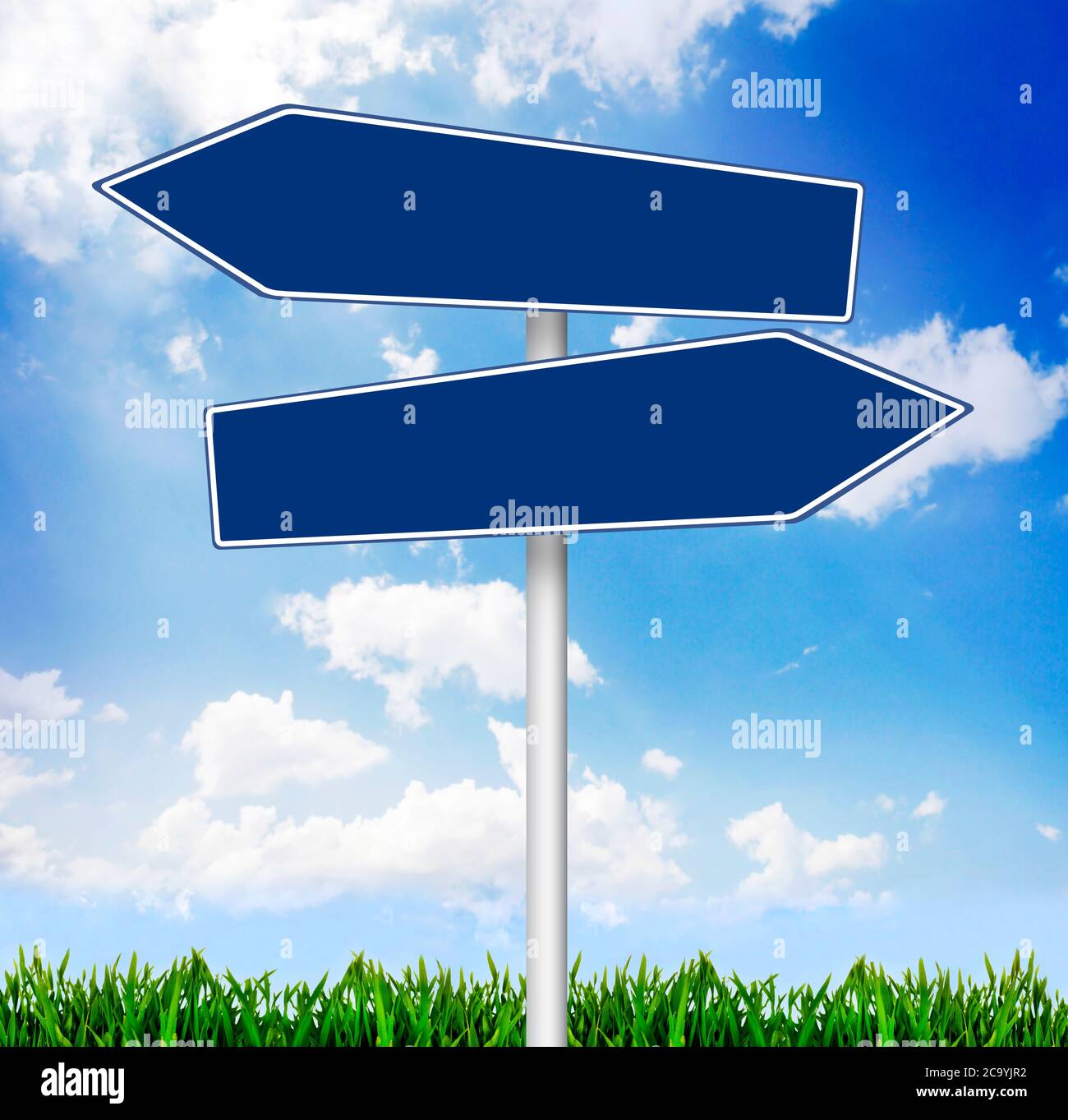 Blank pole sign over blue sky Stock Photo - Alamy