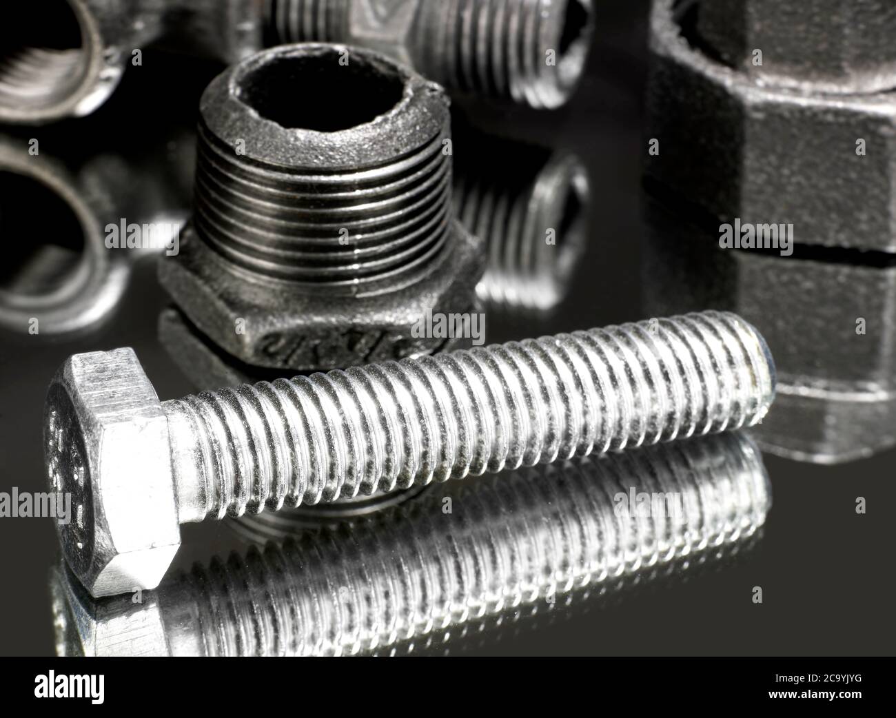 Bolts and nuts close-up Stock Photo - Alamy