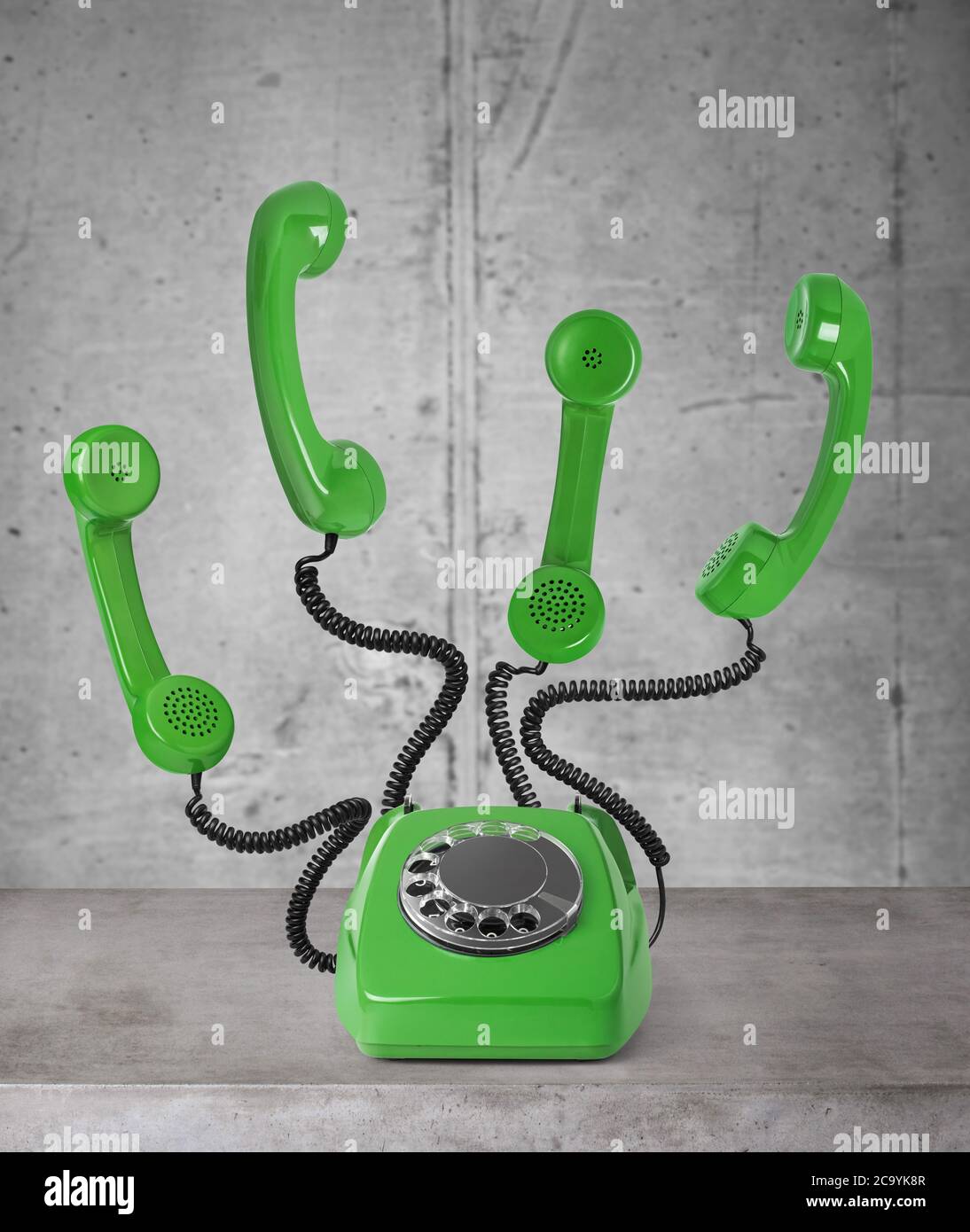 Vintage telephone with multiple receivers Stock Photo - Alamy