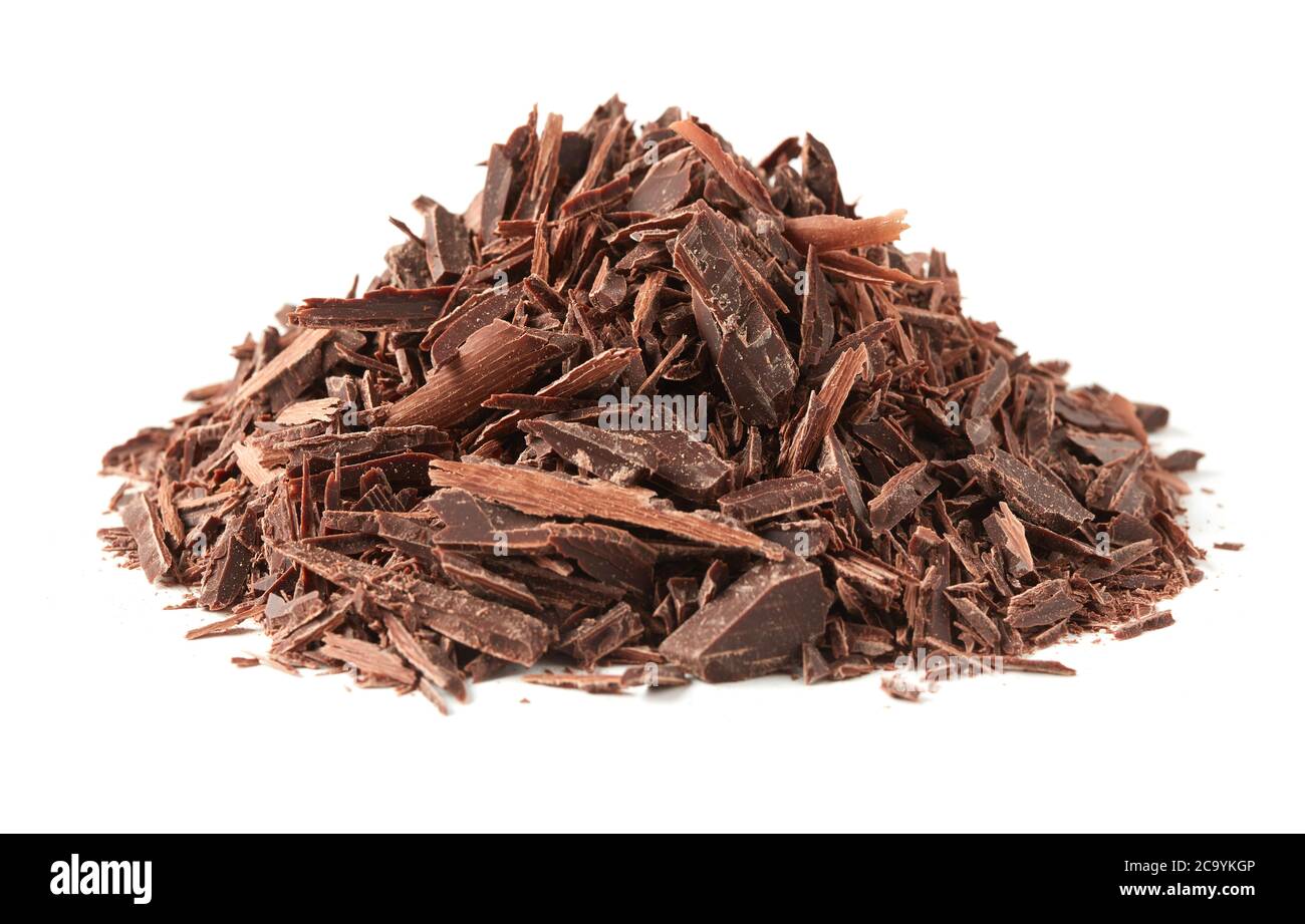 Chocolate shavings stack isolated on white Stock Photo - Alamy