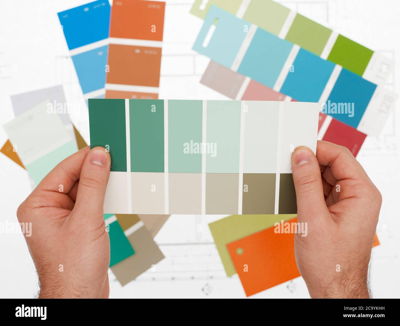 Man with color swatch Stock Photo - Alamy