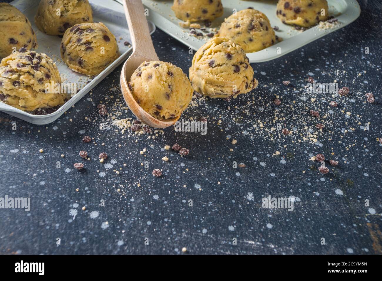Edible raw dough. American dessert, edible raw cookie dough with ...