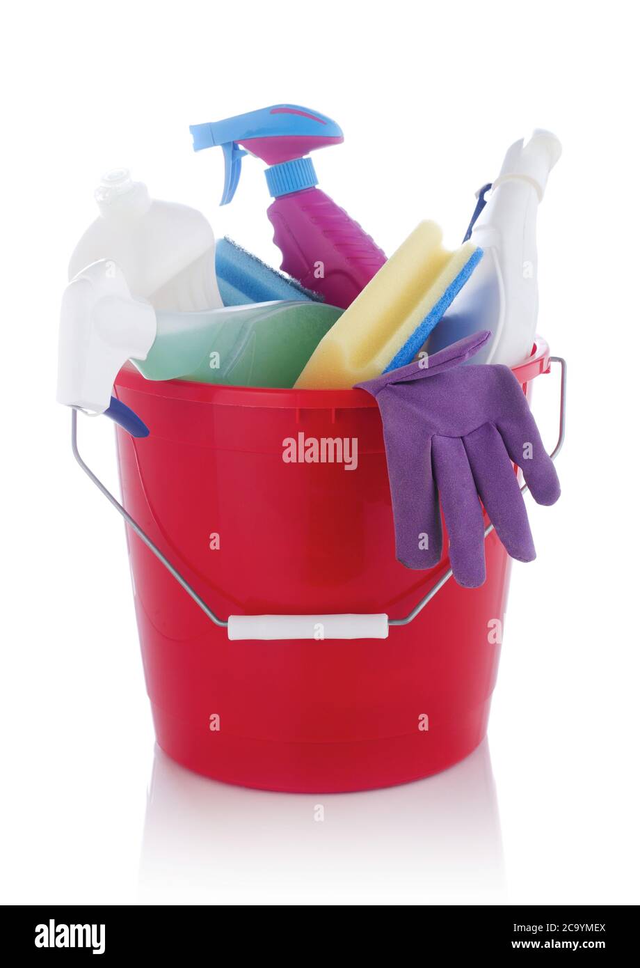 Cleaning bucket isolated on white Stock Photo - Alamy