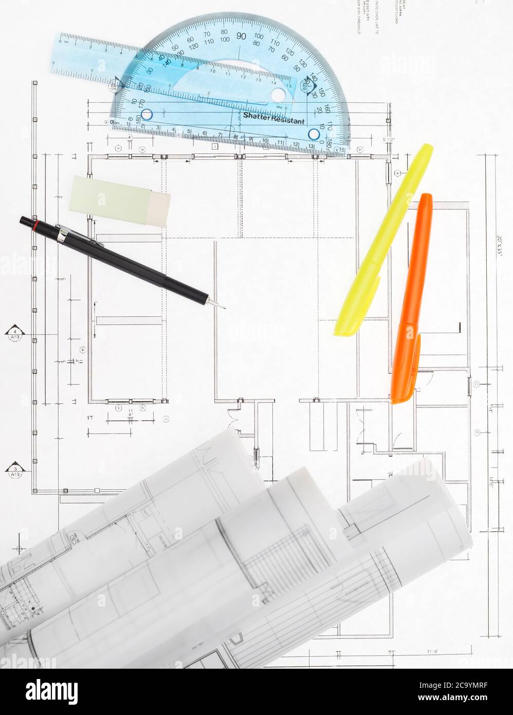 Blueprints view from above Stock Photo - Alamy