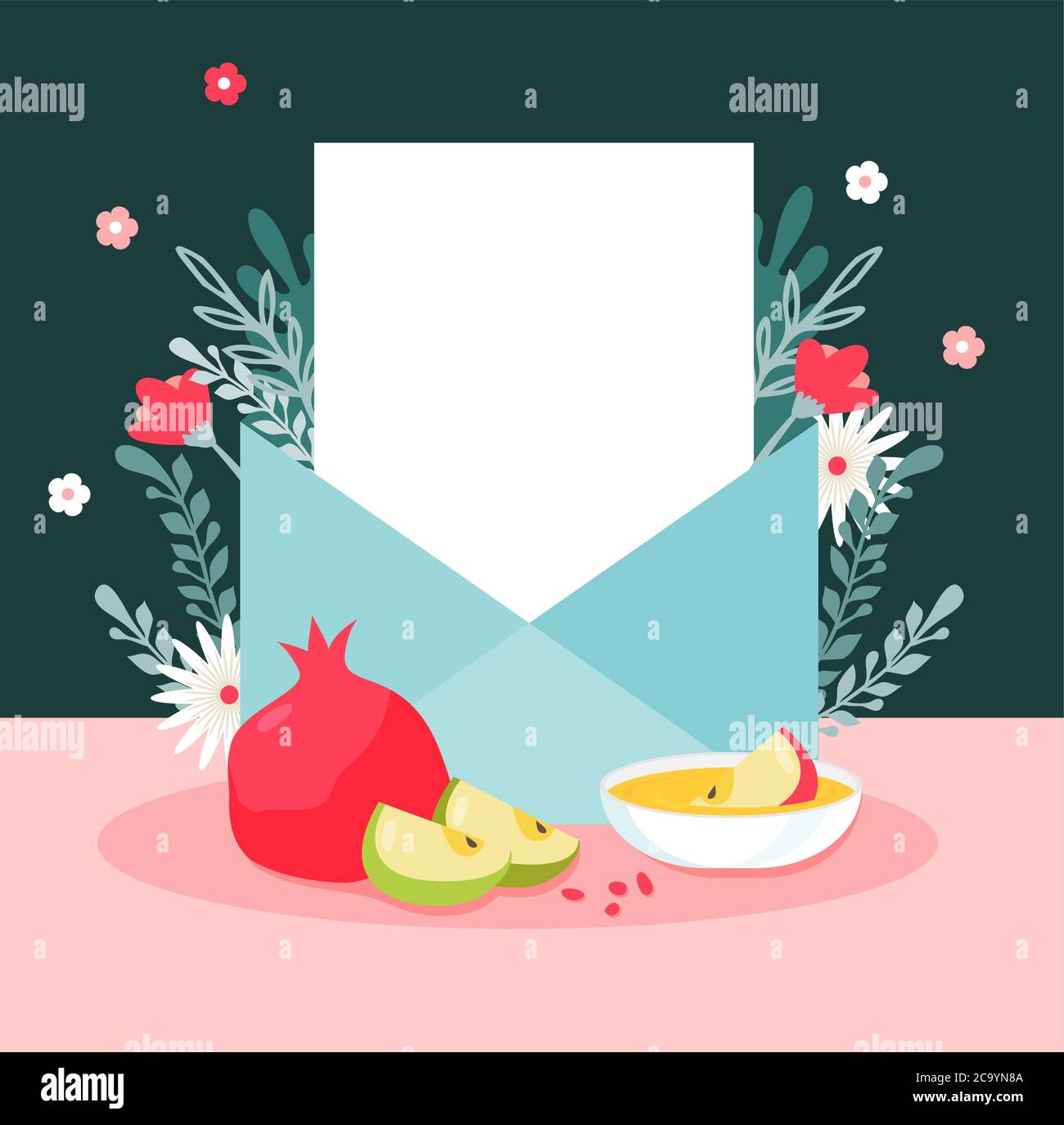 Rosh hashanah jewish new year holiday greeting card design set ...