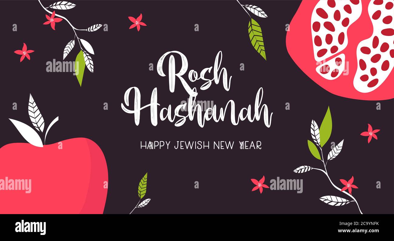 Rosh hashanah jewish new year holiday greeting card design set ...