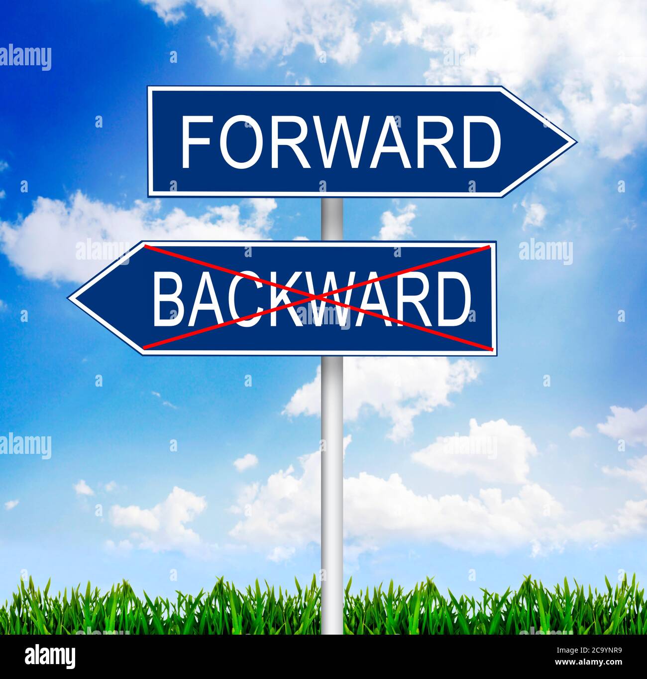 Forward vs backward pole sign Stock Photo - Alamy