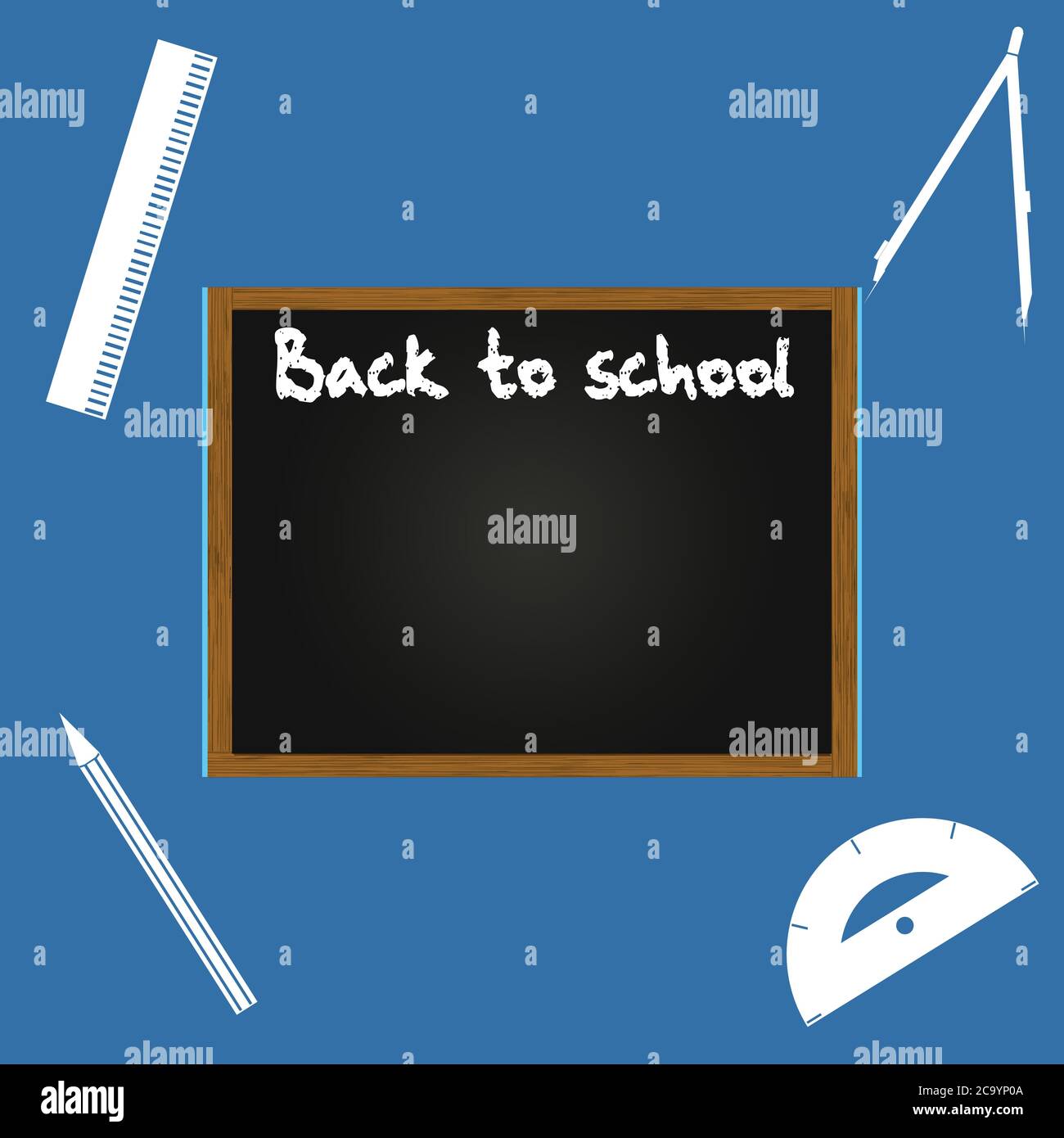 Back To School Blue Background With Blank Copy Space Blackboard ...