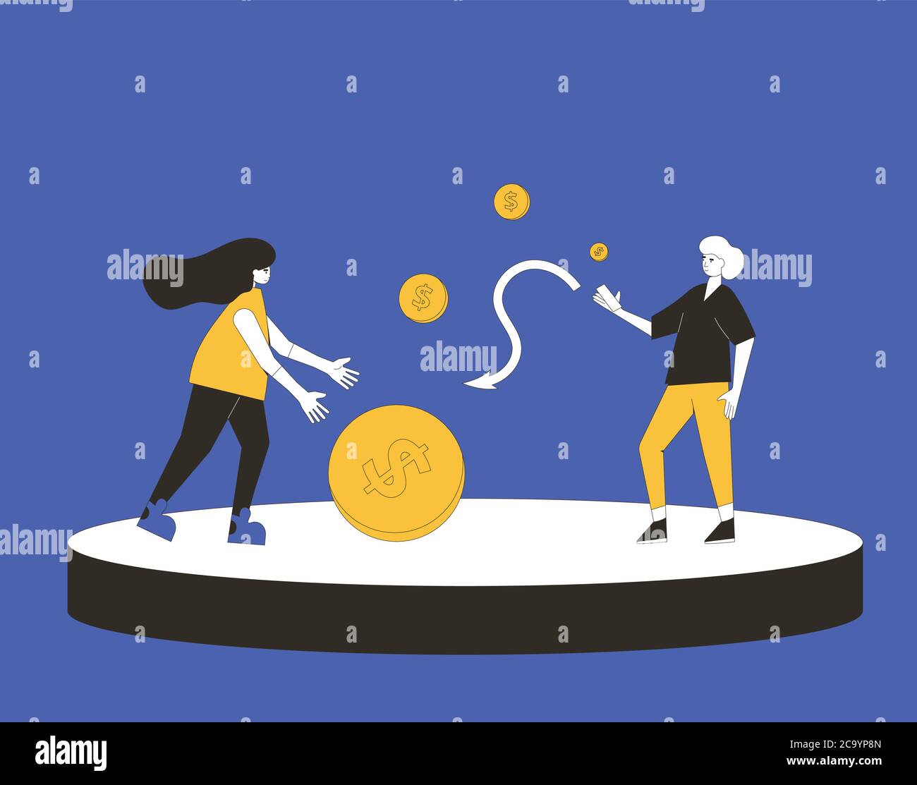 Payment with phone concept. Online finance transaction service. Two ...