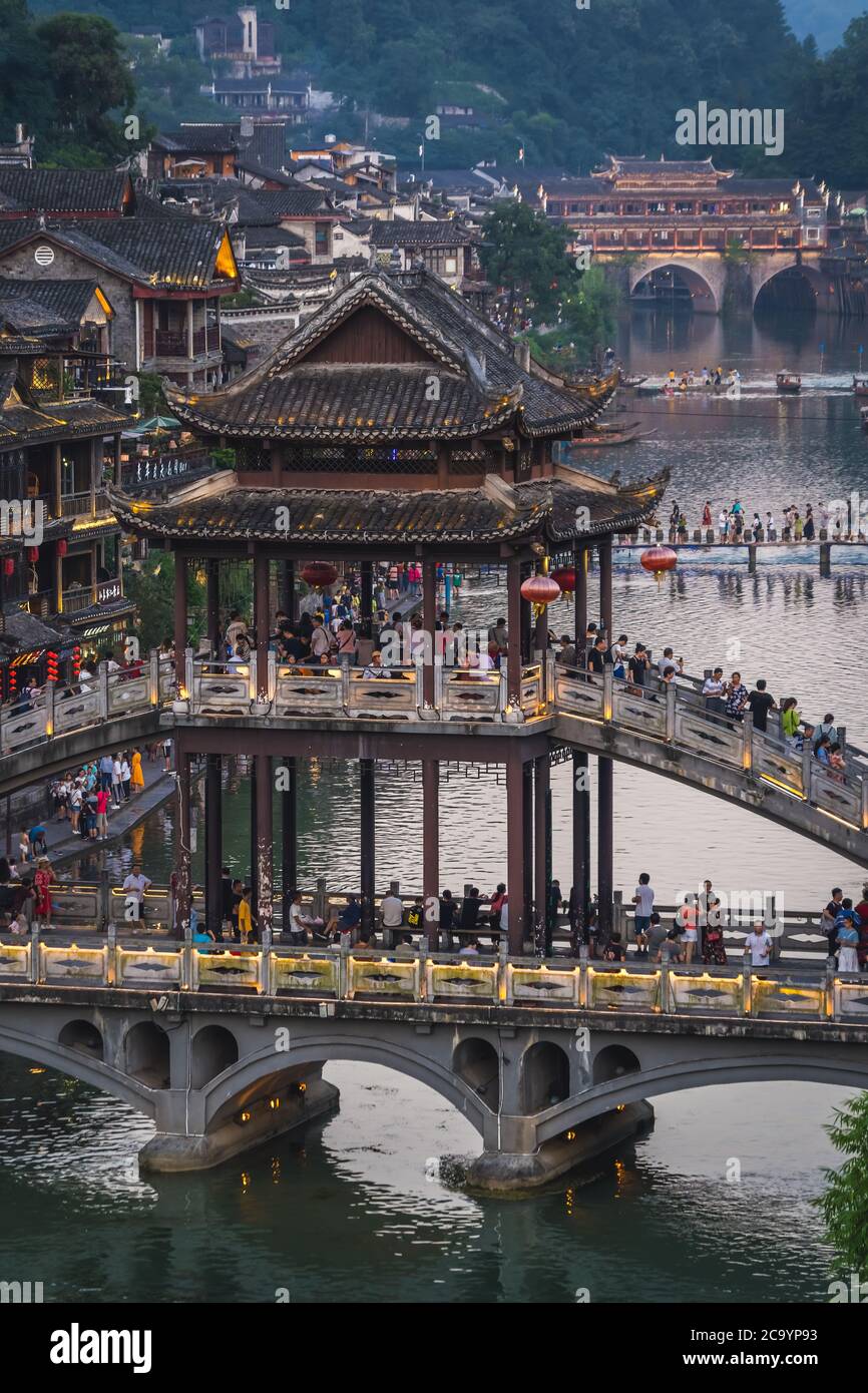 Feng Huang, China - August 2019 : View of the old historic arched ...
