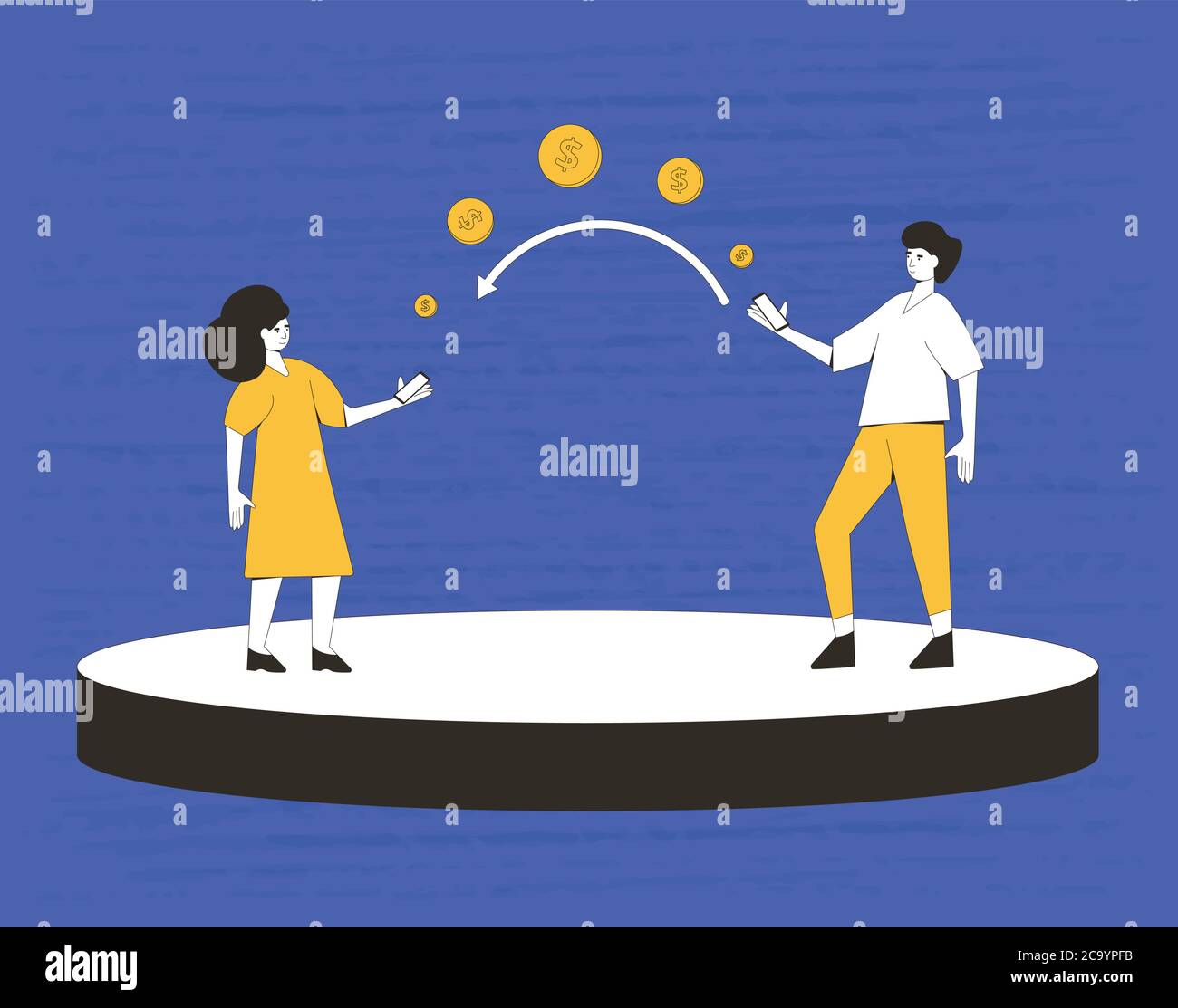 Payment with phone concept. Online finance transaction service. Two ...