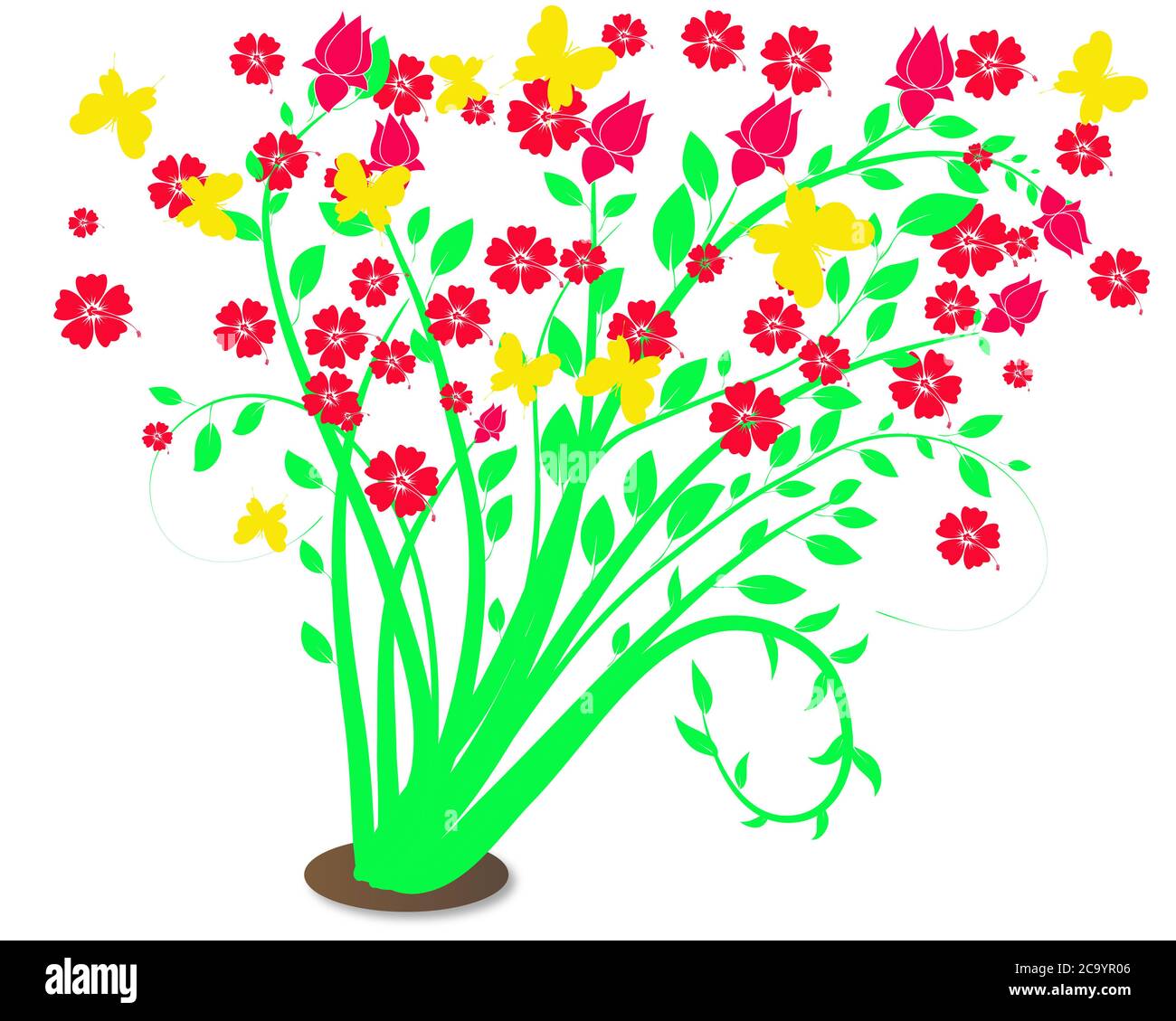 bunga raya flowers and leaf illustration on white background Stock ...