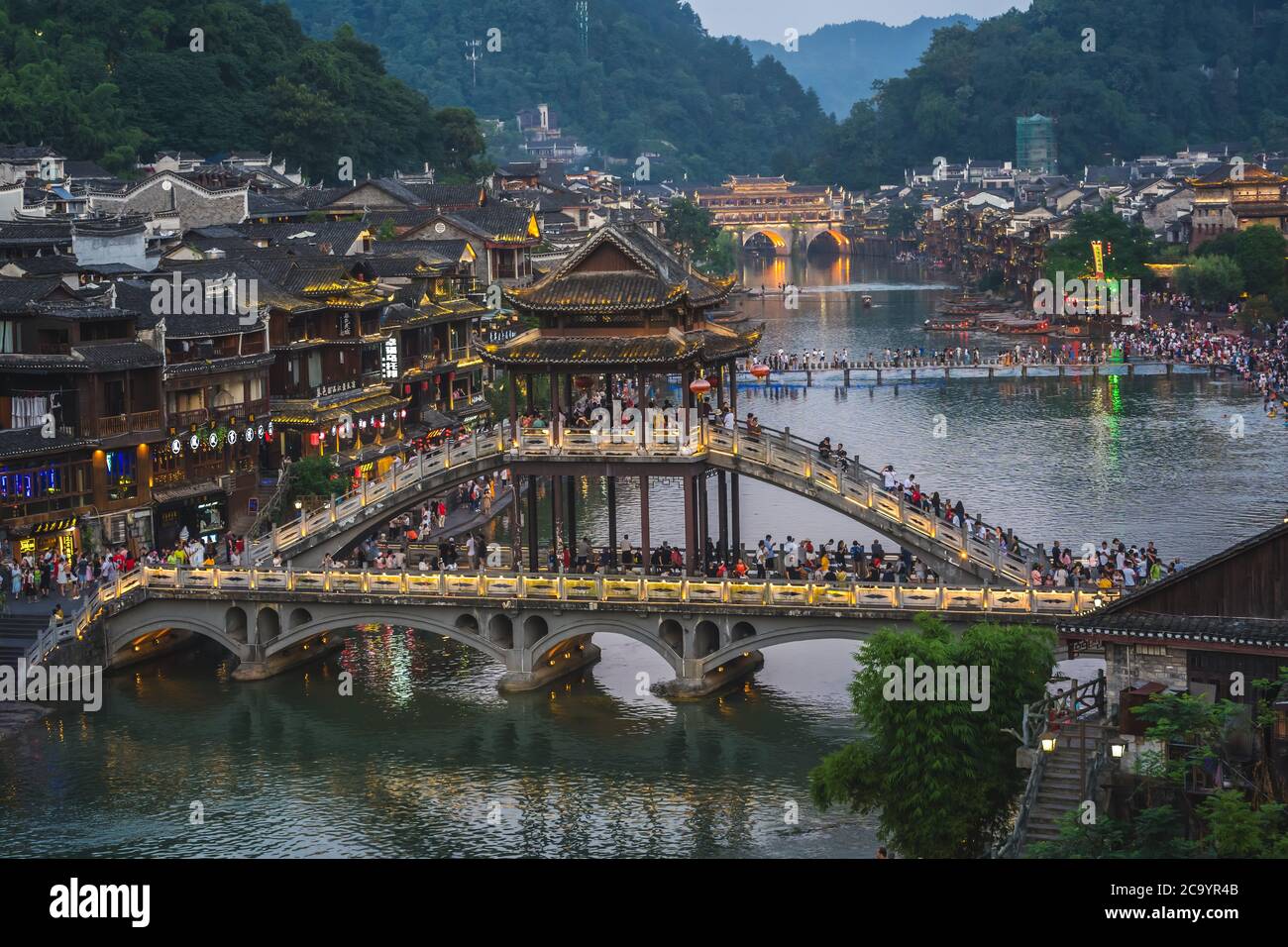 Feng Huang, China - August 2019 : View of the old historic arched ...