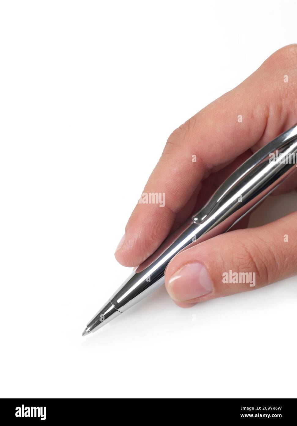 Hand with pen isolated Stock Photo - Alamy