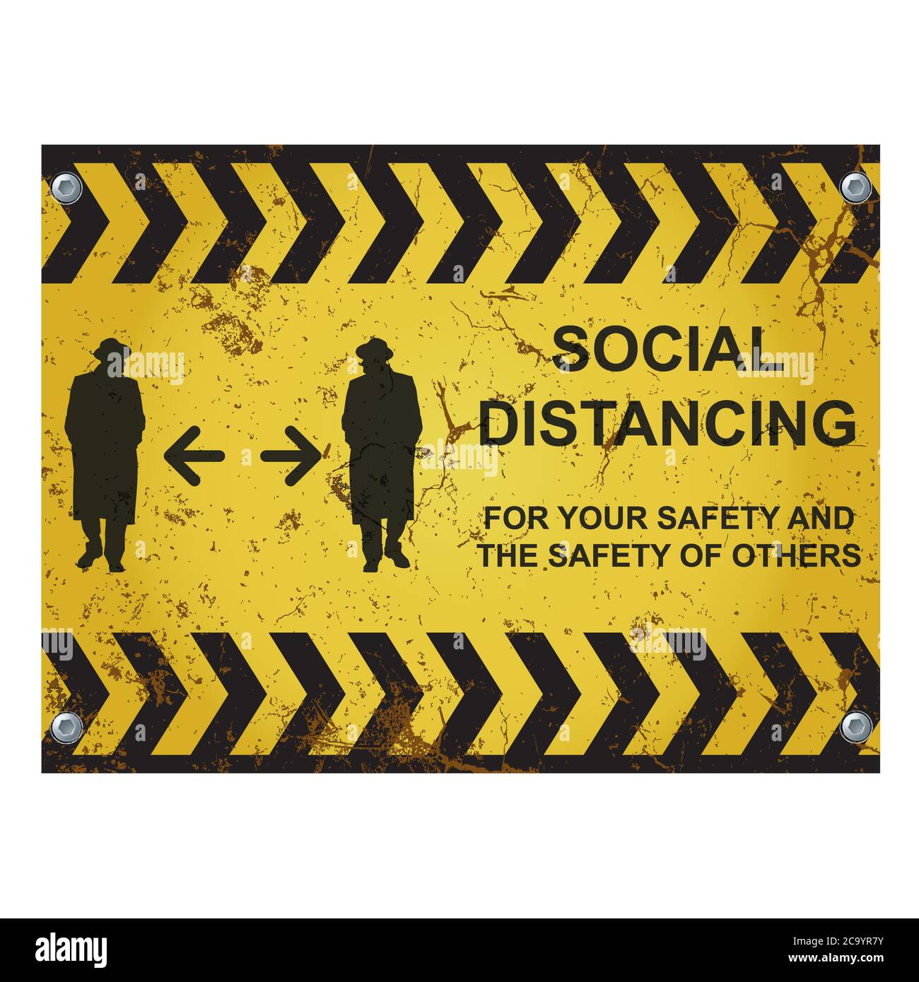Warning social distancing public information sign measures to stop the ...