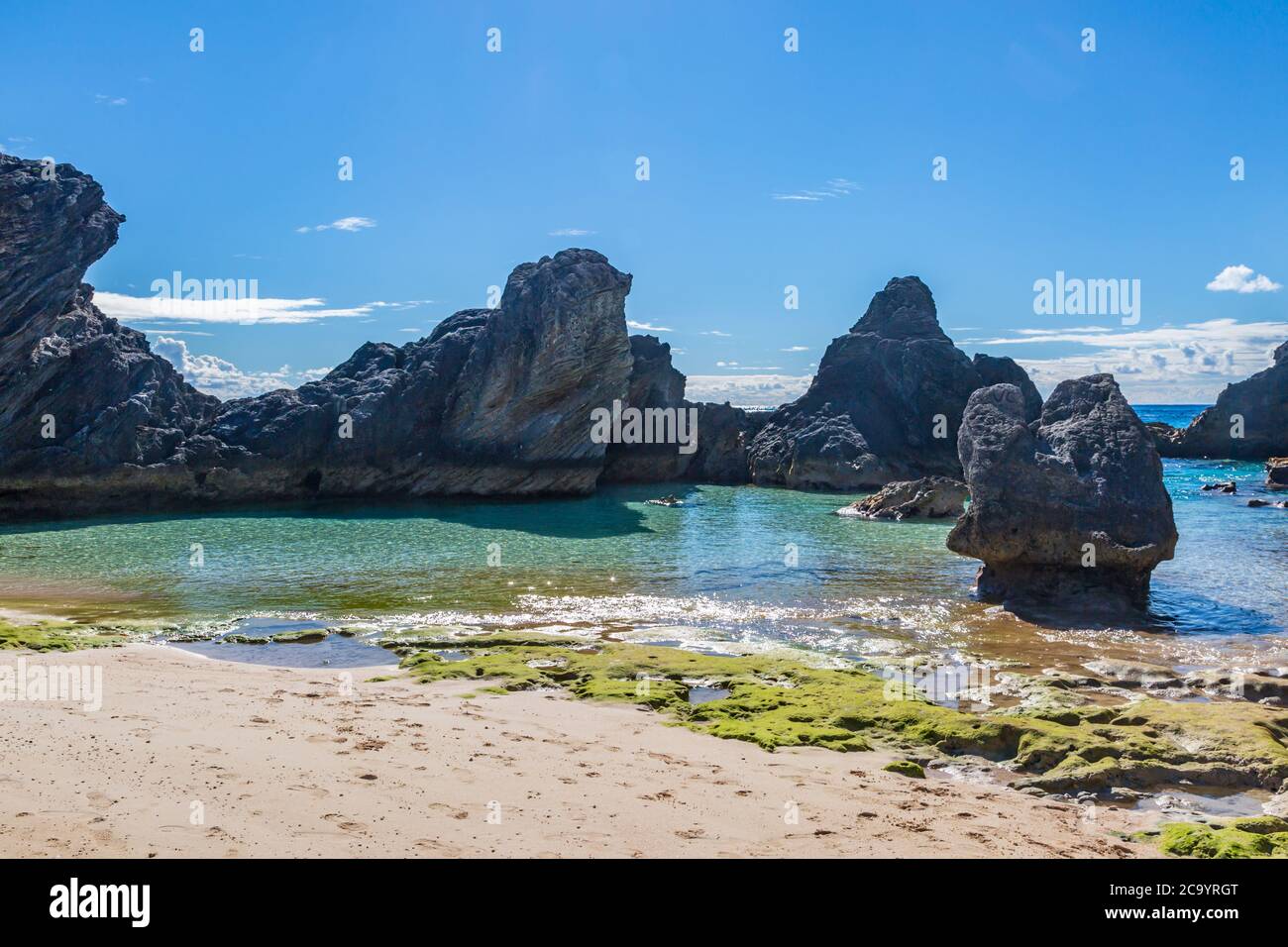 A pretty cove with rock formations, on the island of Bermuda Stock ...