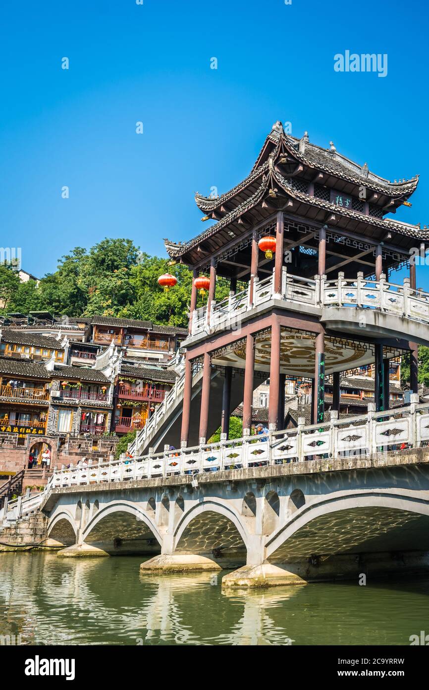 Feng Huang, China - August 2019 : Vertical view of the old historic ...