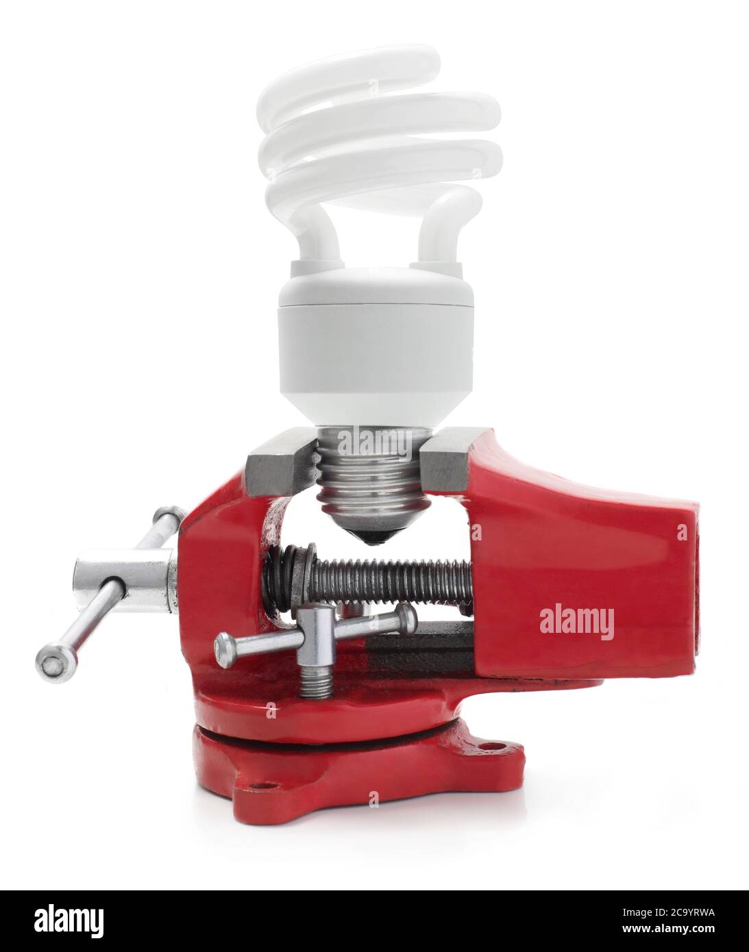 Light bulb in a vice grip isolated Stock Photo - Alamy