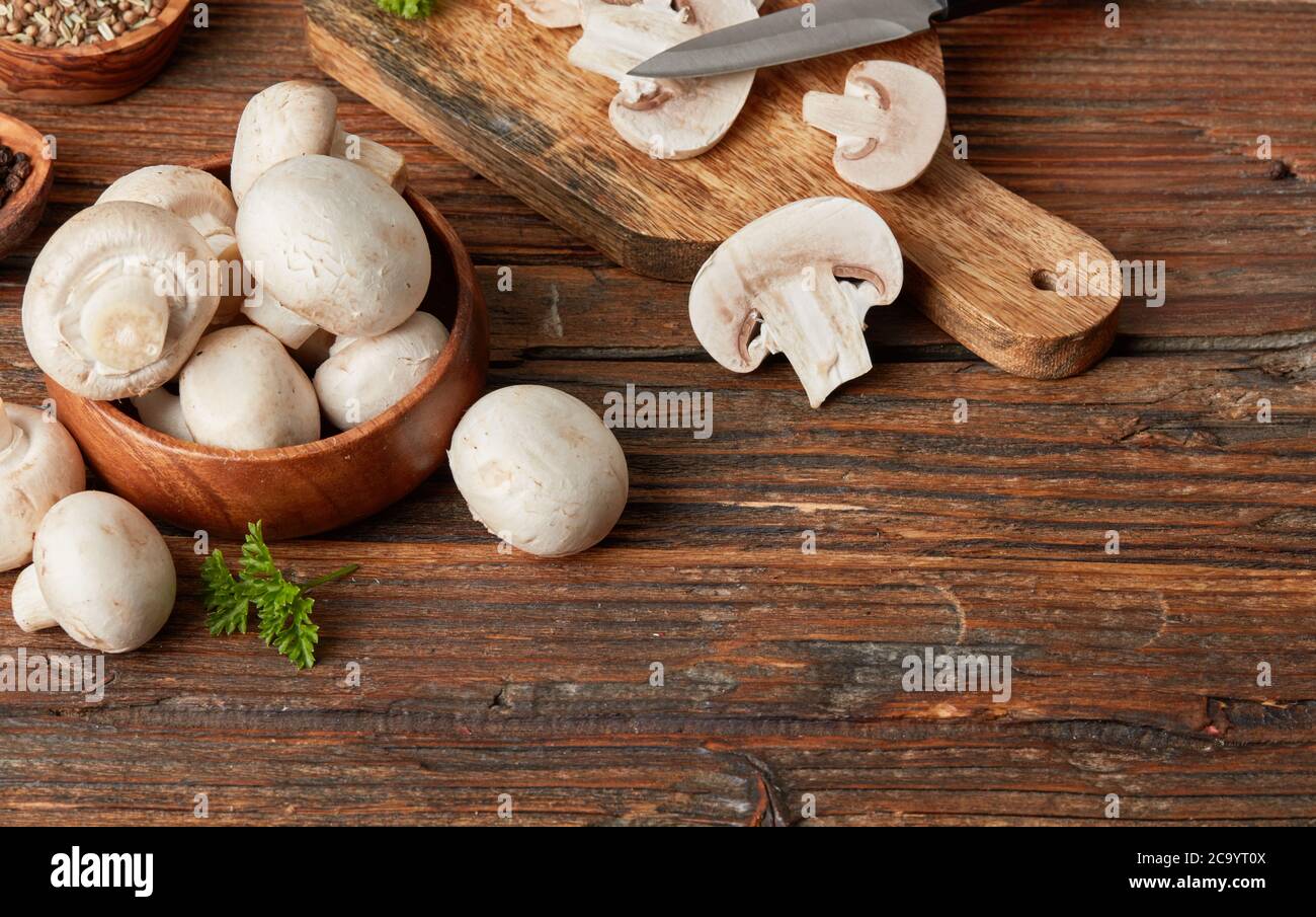 Fresh champignons cooking Stock Photo - Alamy