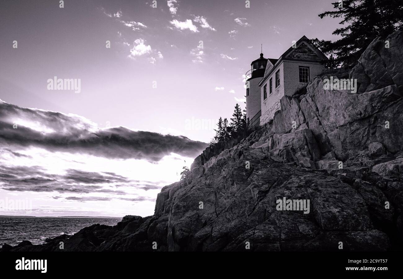 The iconic Bass Harbor Head Lighthouse, in Acadia National Park Stock ...