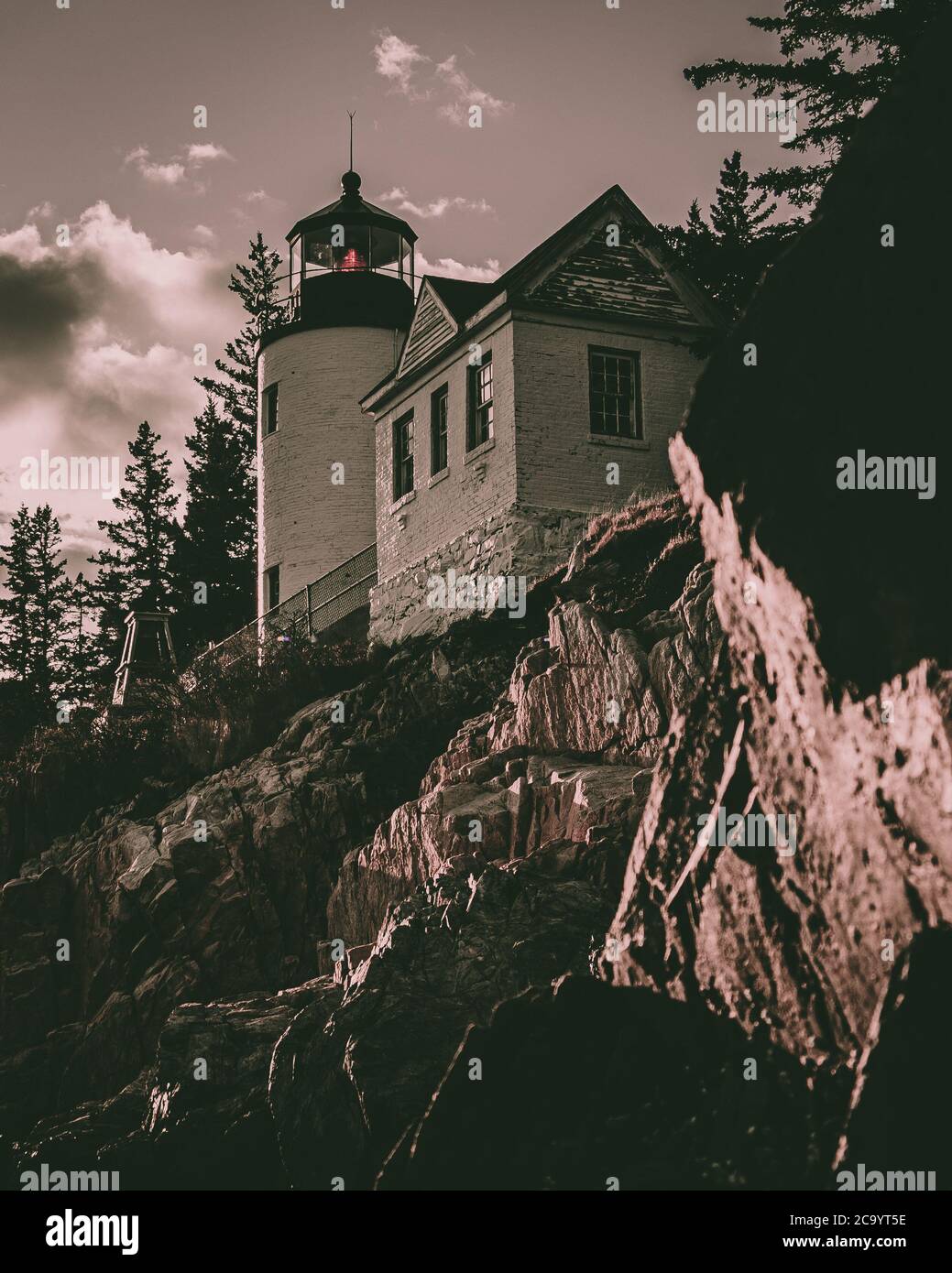 The iconic Bass Harbor Head Lighthouse, in Acadia National Park Stock ...