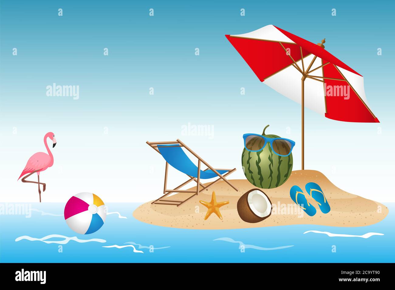summer illustration with symbols Stock Photo - Alamy